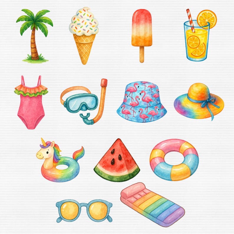 Pool Party Clipart Pastel, Pool Party Clipart Bundle, Pool Party ...