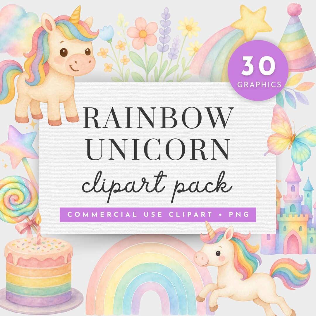 Rainbow Unicorn Watercolor Clipart, Unicorn Png, Rainbow Unicorn Png ...
