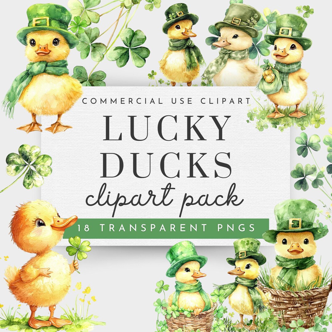 Lucky Duck Clipart, Yellow Duck Clipart, One Lucky Duck Invite, Cute ...