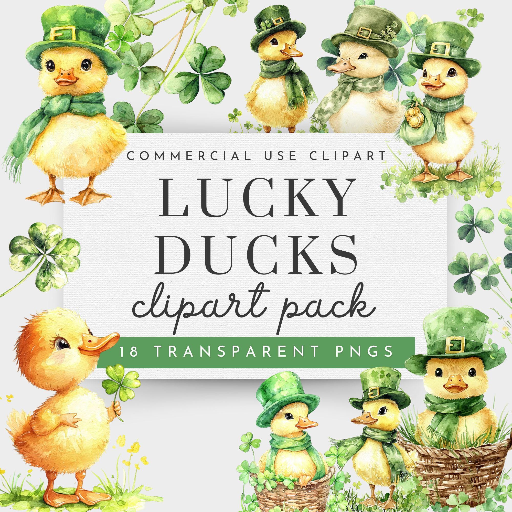 Lucky Duck Clipart, Yellow Duck Clipart, One Lucky Duck Invite, Cute ...