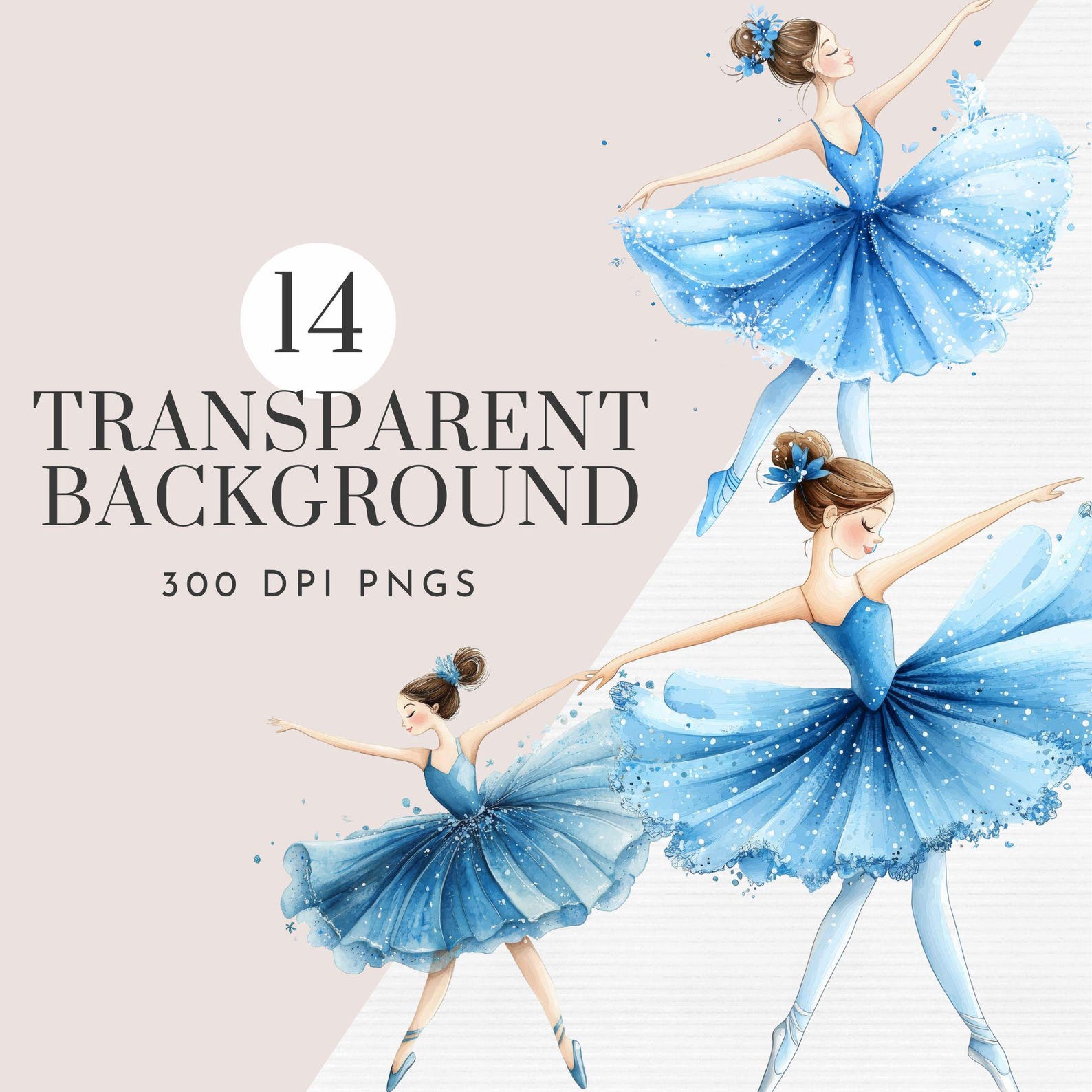 Blue Ballerina Girl Clipart, Ballerina Shoes Clipart, Watercolor ...