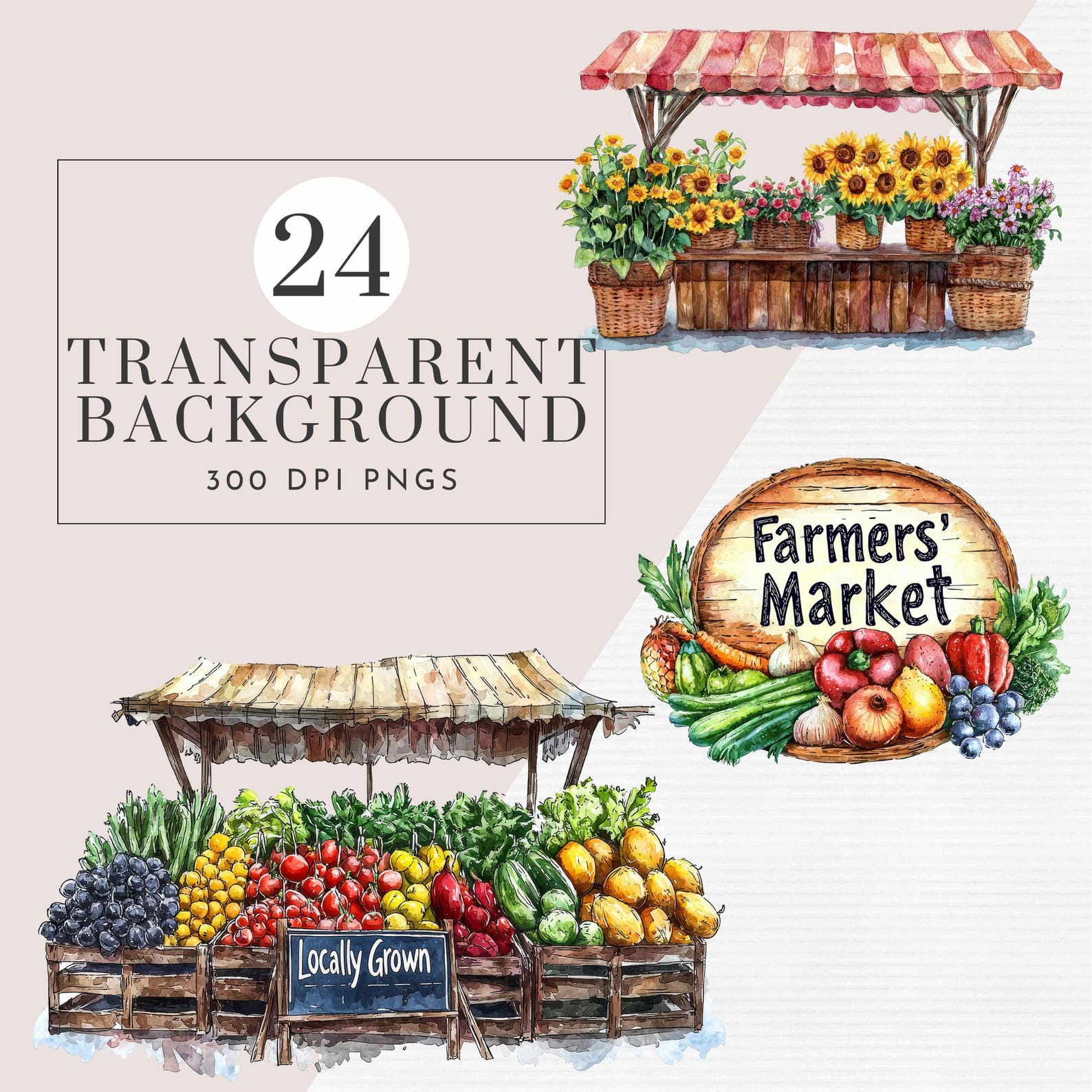 Farmers Market Stand Clipart, Farm to Table Clipart, Support Local ...