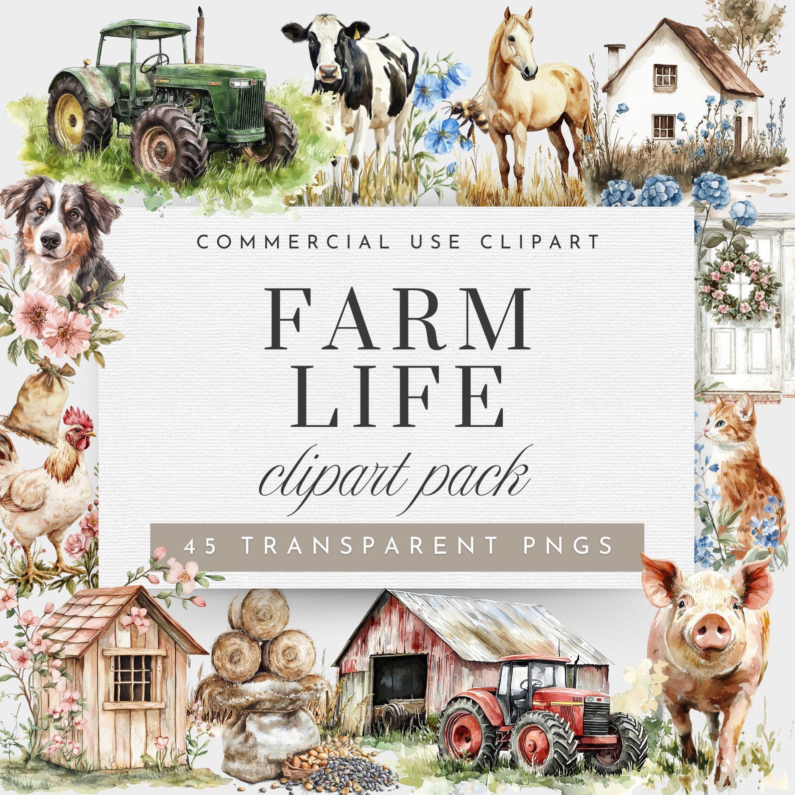 Farm Yard Clipart, Farm Scene Clipart, Farm Tractor Clipart, Farm to ...