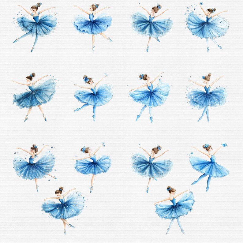Blue Ballerina Girl Clipart, Ballerina Shoes Clipart, Watercolor ...