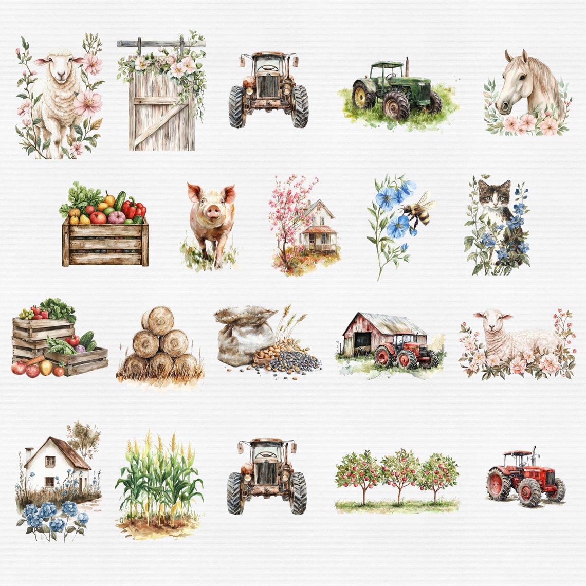 Farm Yard Clipart, Farm Scene Clipart, Farm Tractor Clipart, Farm to ...