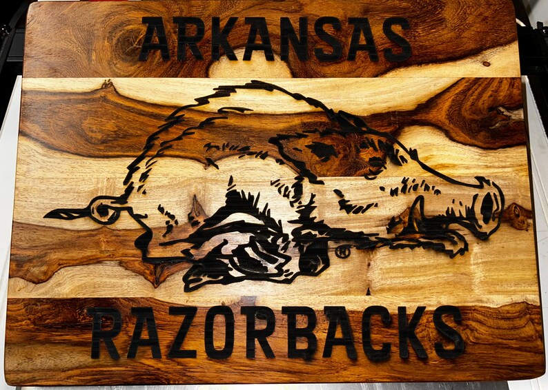 Arkansas Razorbacks Engraved Cutting Board. Wood Art & Decor. Woo Pig ...