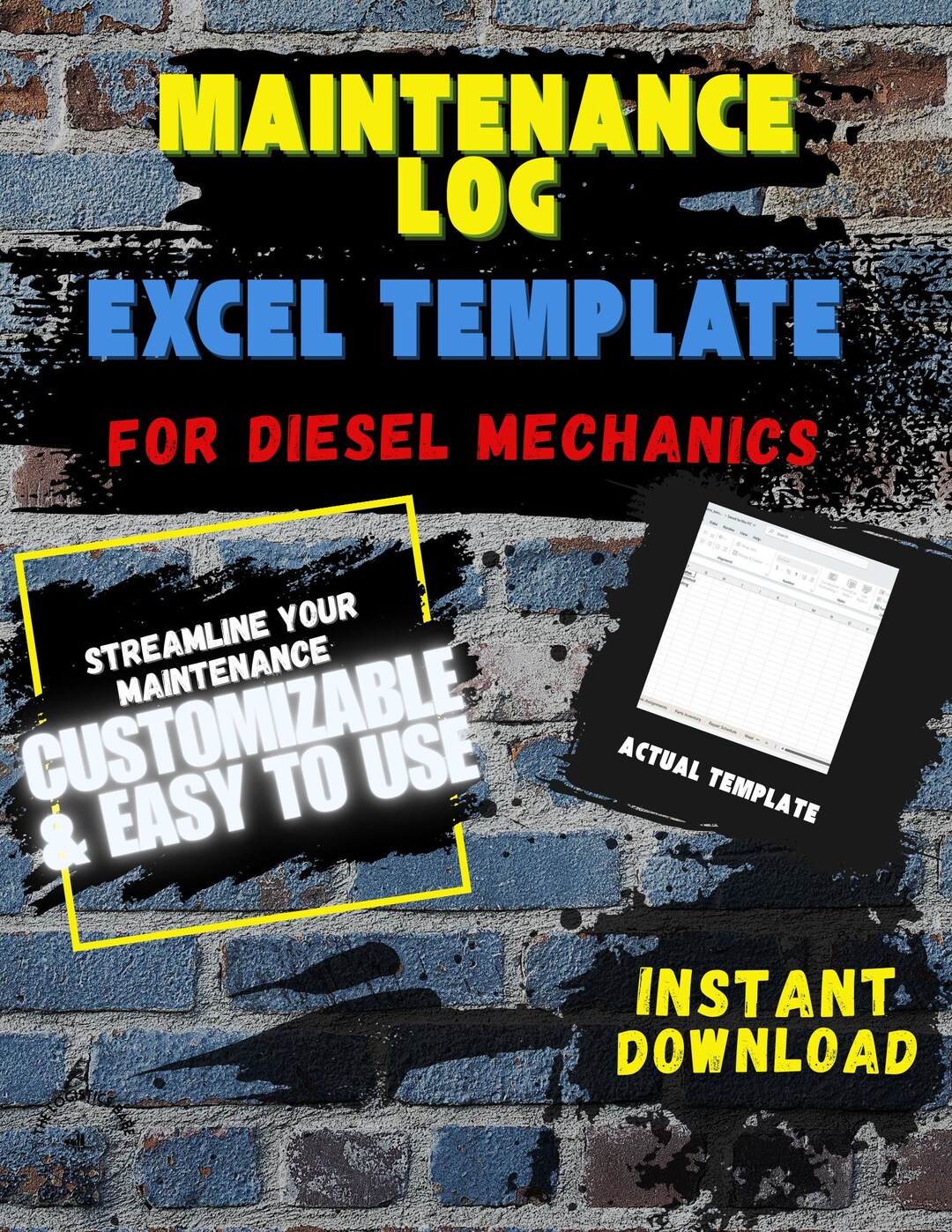 Diesel Mechanic Maintenance Log Template Excel Spreadsheet for Workshop ...