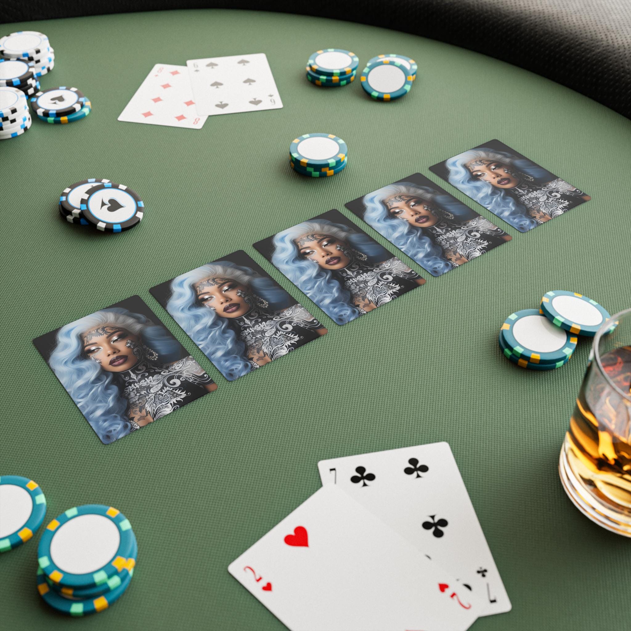 Tatted Black Woman Playing Cards - Deck of Poker Cards, African ...