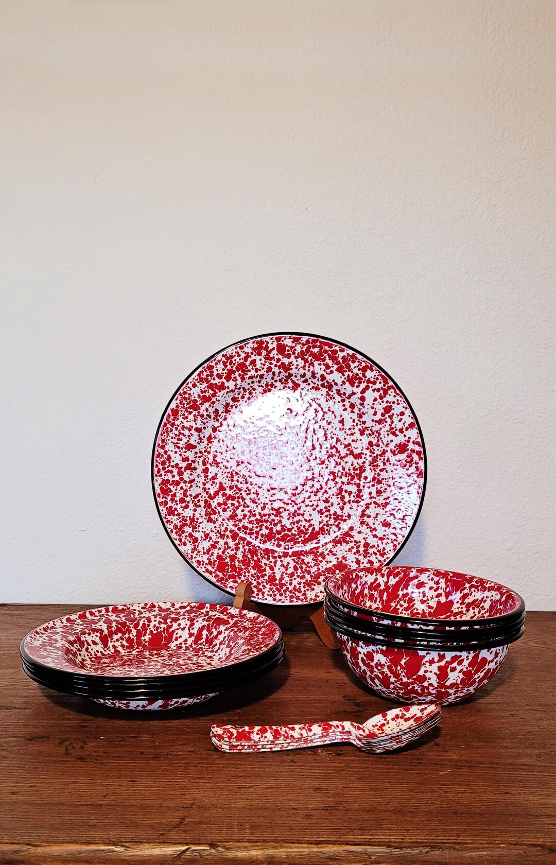 CGS International Red and White Enamelware Splatterware Graniteware ...