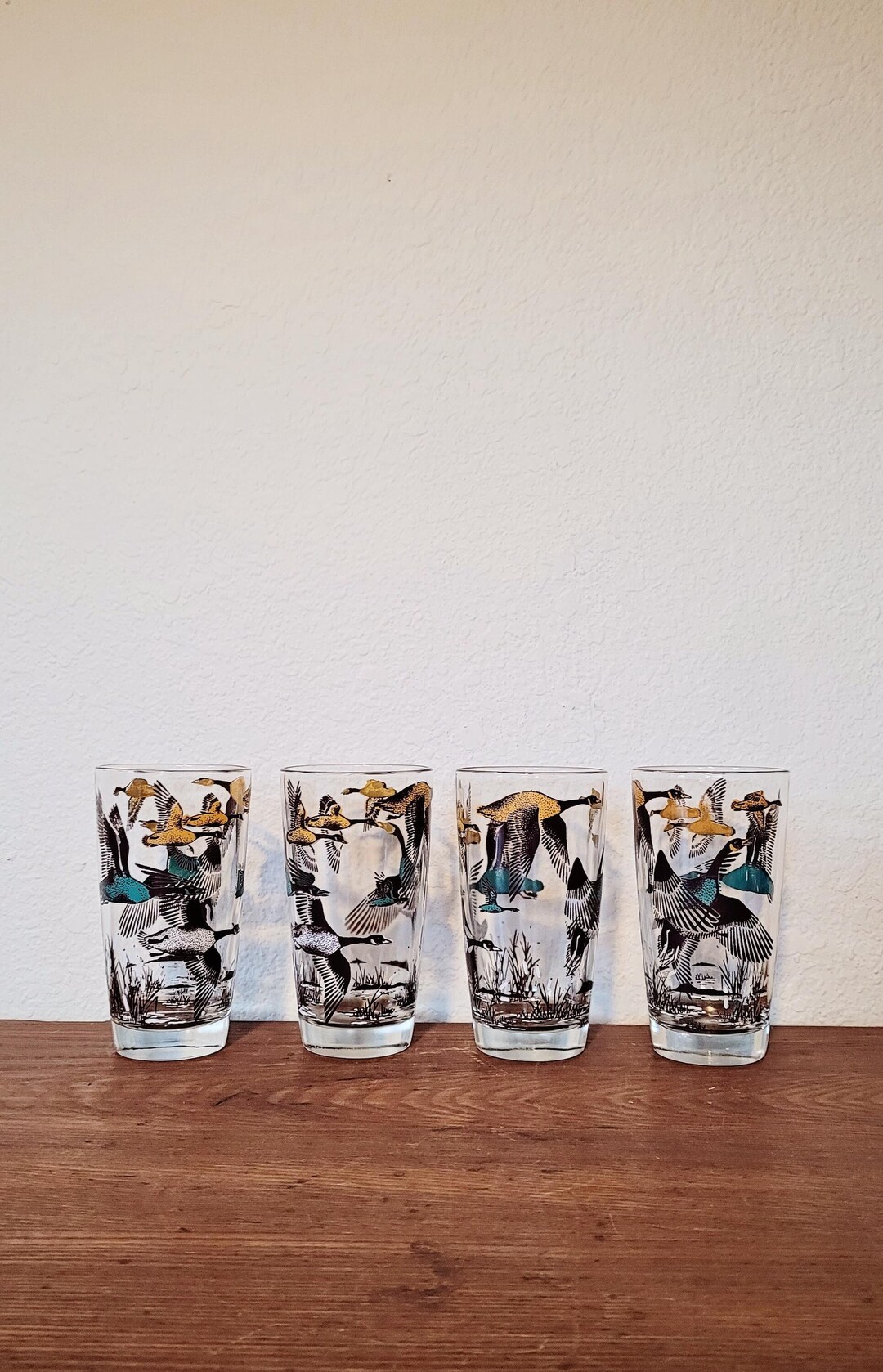 Vintage Hazel Atlas Drinking Glasses Geese Flying Canadian Goose Birds ...