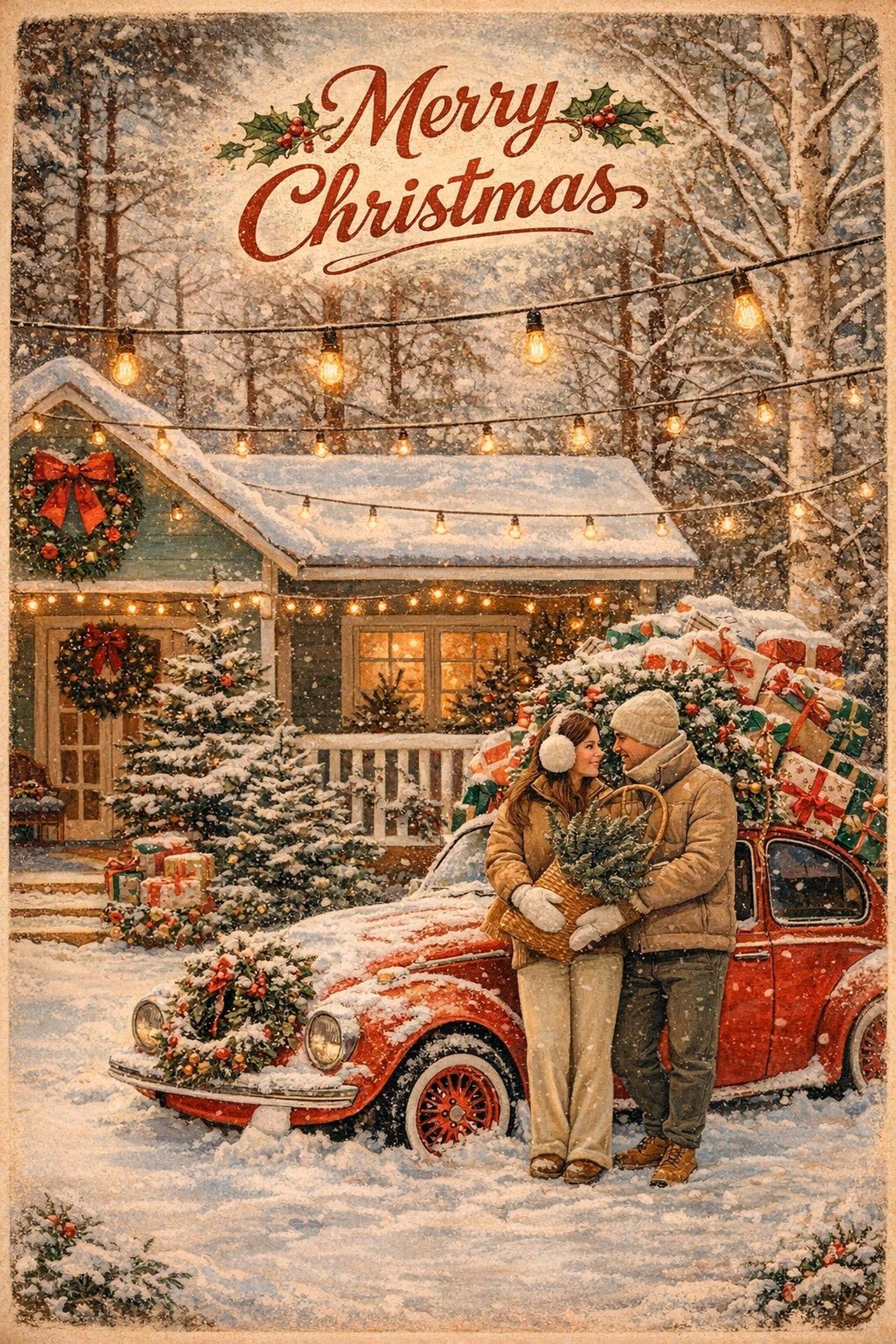 Last-minute Christmas Digital Card Bundle | 12 Retro Merry Christmas ...