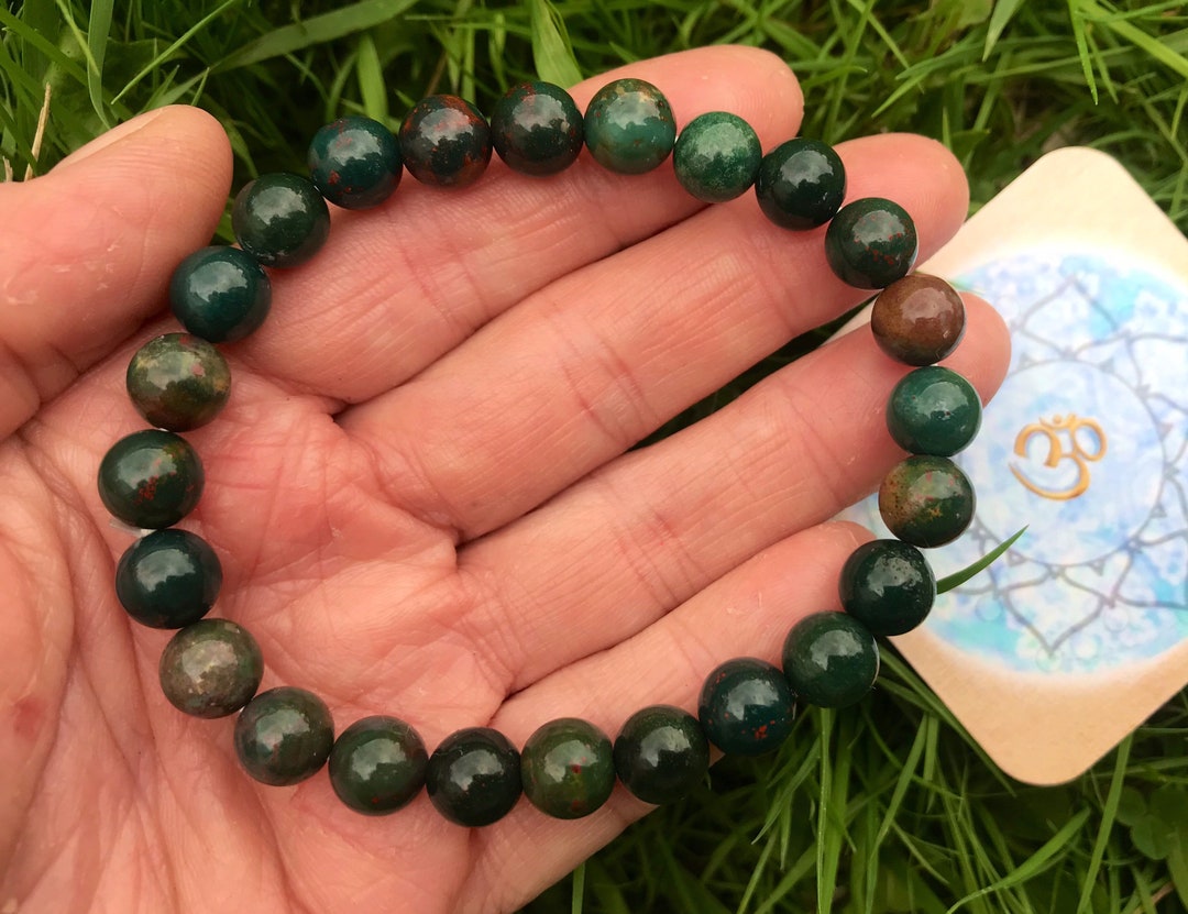 PULSERA BLOODSTONE mala 8mm cuentas redondas cristal natural - Etsy España