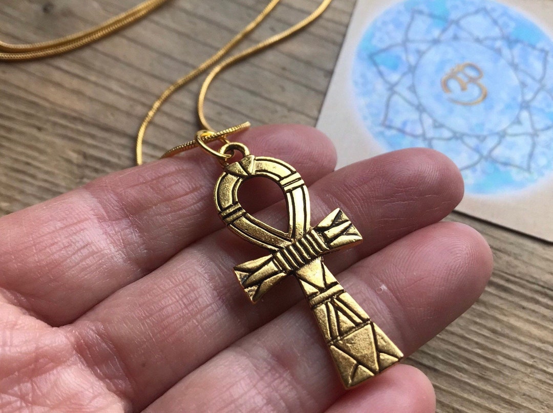 GOLD LOTUS ANKH Pendant - Goddess Isis Ankh - Filigree Patterned ...