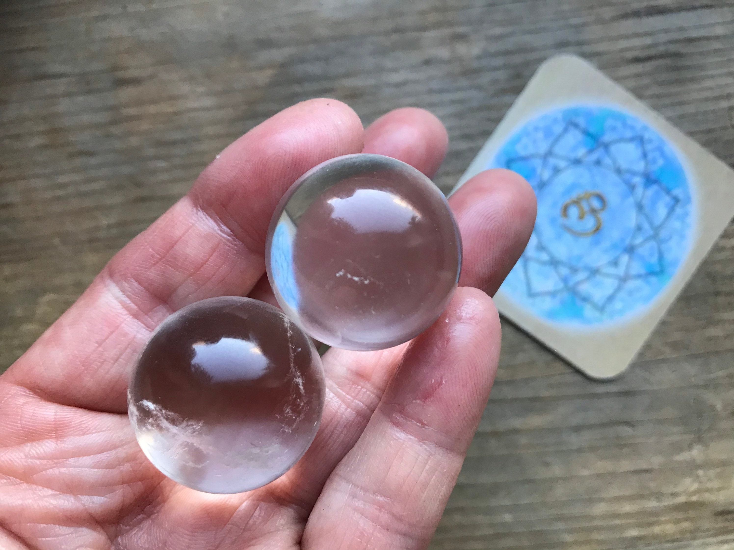 Clear quartz MASSAGE BALL set Baoding set 25mm carved palm | Etsy