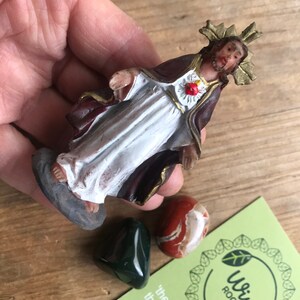 POCKET JESUS SET Travel Mini Small Jesus Statue Ethical Crystal Altar ...
