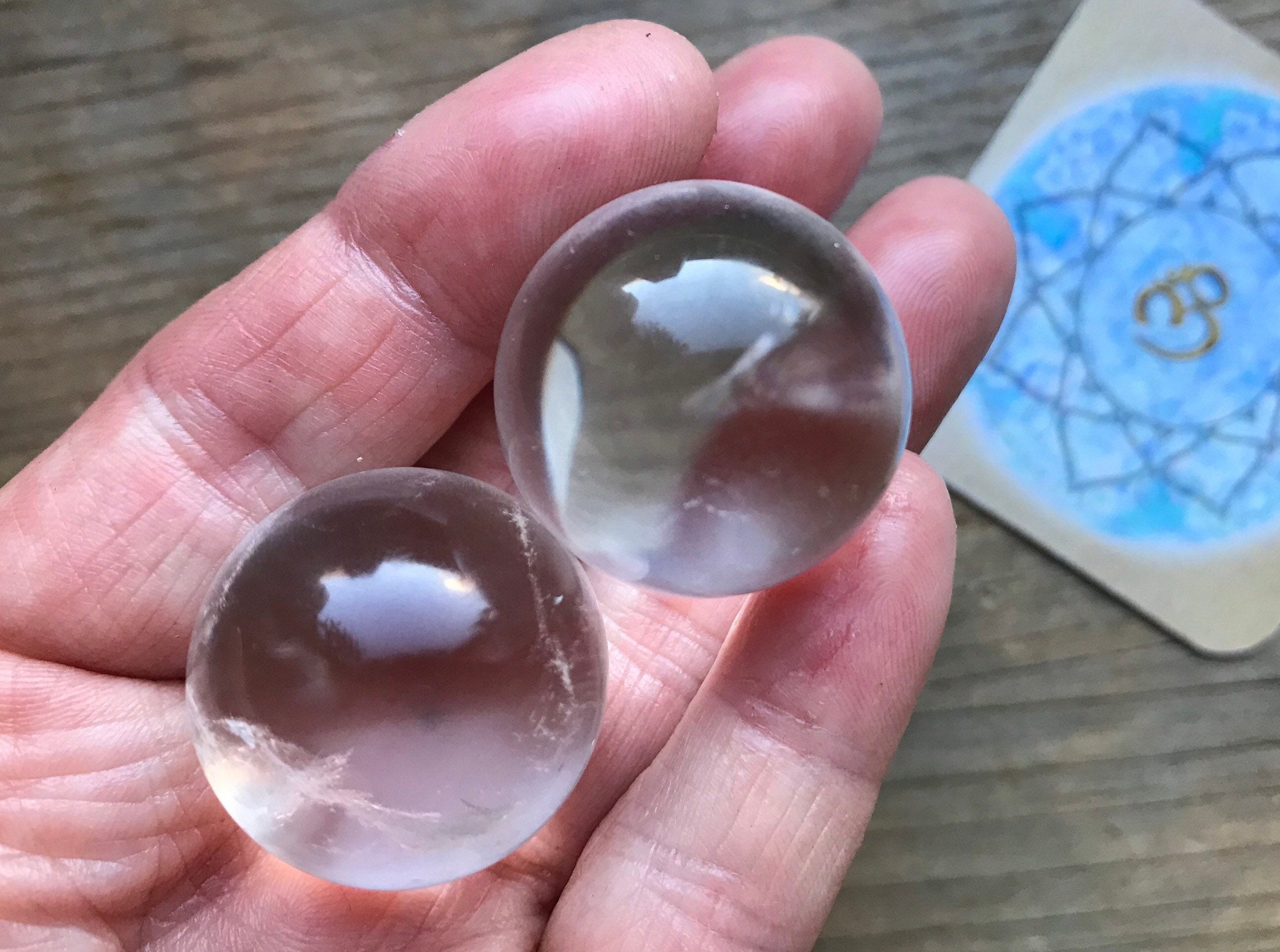 Clear quartz MASSAGE BALL set Baoding set 25mm carved palm | Etsy