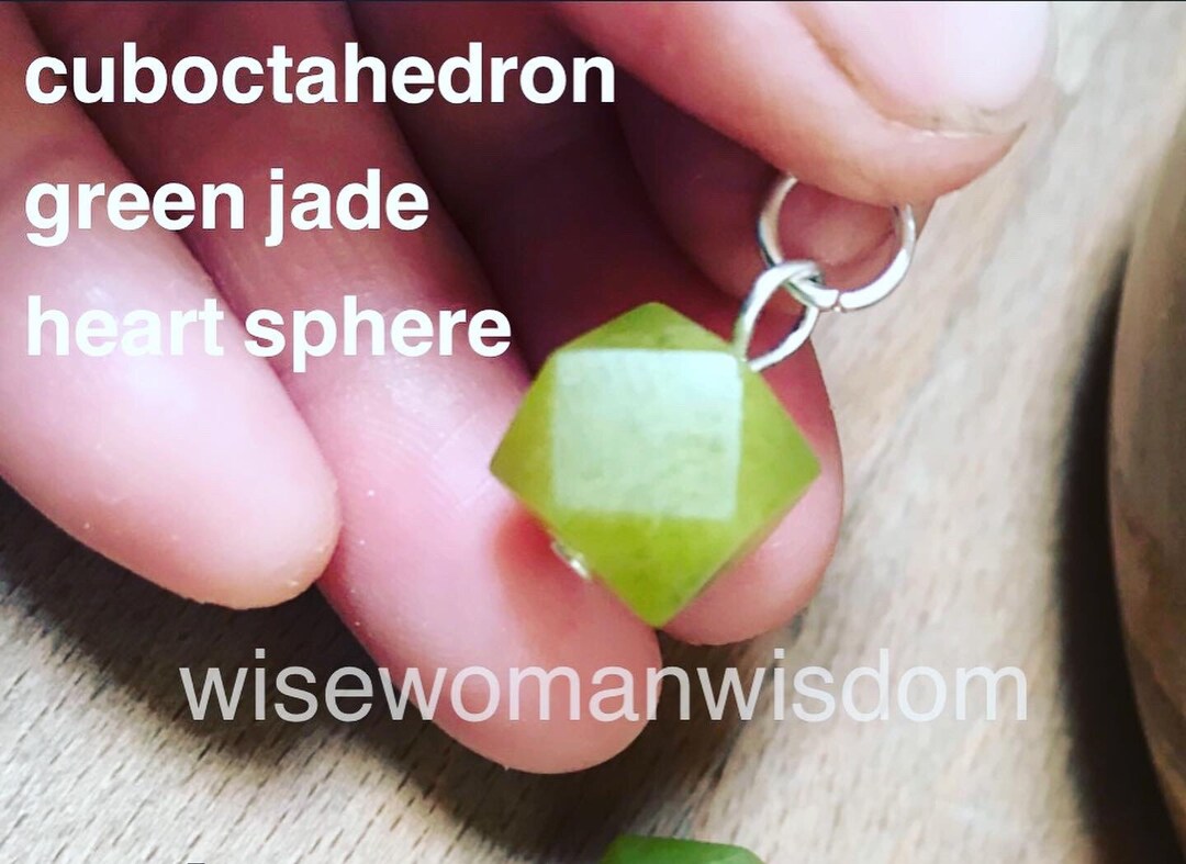 JADE CUBE PENDANT Heart Sphere Fair Trade Ethical Anahata Heart Chakra ...