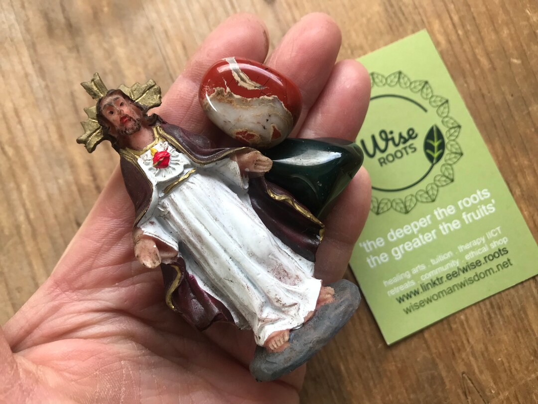 POCKET JESUS SET Travel Mini Small Jesus Statue Ethical Crystal Altar ...