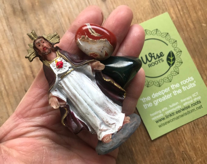 POCKET JESUS SET Travel Mini Small Jesus Statue Ethical Crystal Altar ...