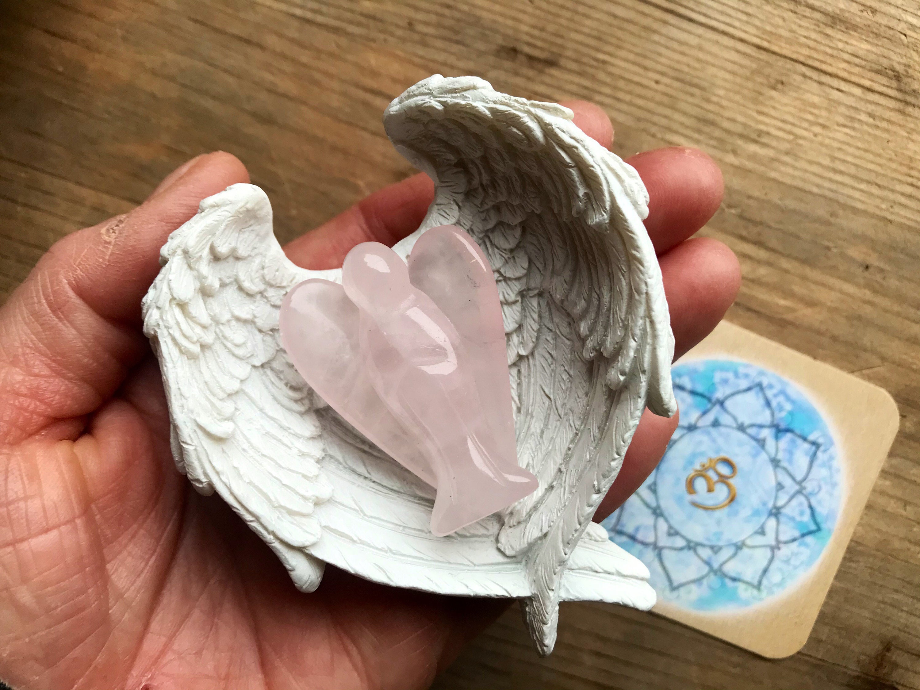 ROSE QUARTZ ANGEL Wing Gift Set Angel Wing Trinket Dish Bowl | Etsy UK