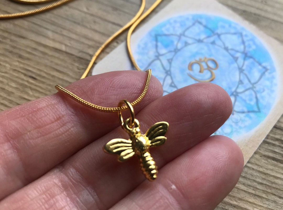 GOLD BEE PENDANT Bee Totem Power Animal Gemstone Hand Crafted Wicca ...
