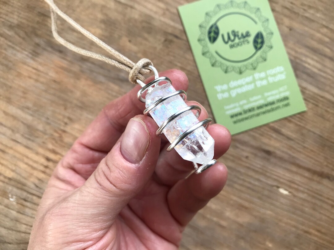 AURA QUARTZ WIRE Wrap Raw Point Pendant Dowser Master Healer Necklace ...