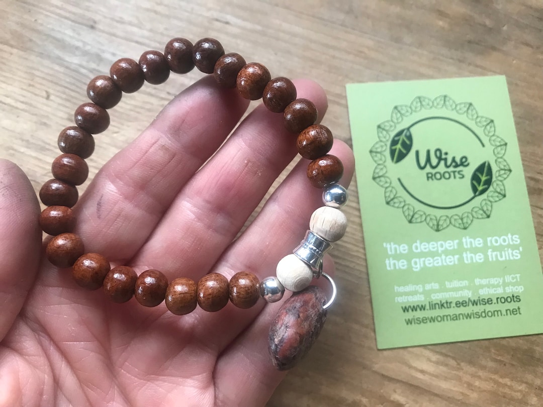 CACAO BRACELET Mala Bean Pod Amulet Ceremonial Shaman Heart Chakra ...
