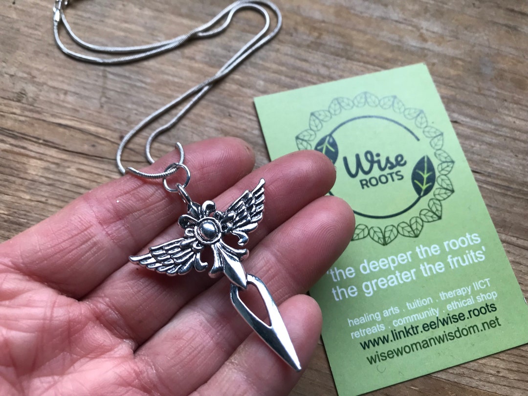 SILVER ANGEL PENDANT Symbol Talisman Sacred Geometry Angel St Michaels ...