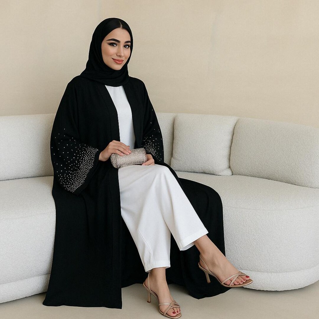 Abaya Black Luxury Diamond, Abaya for Women, Open Abaya, Abaya Dress ...