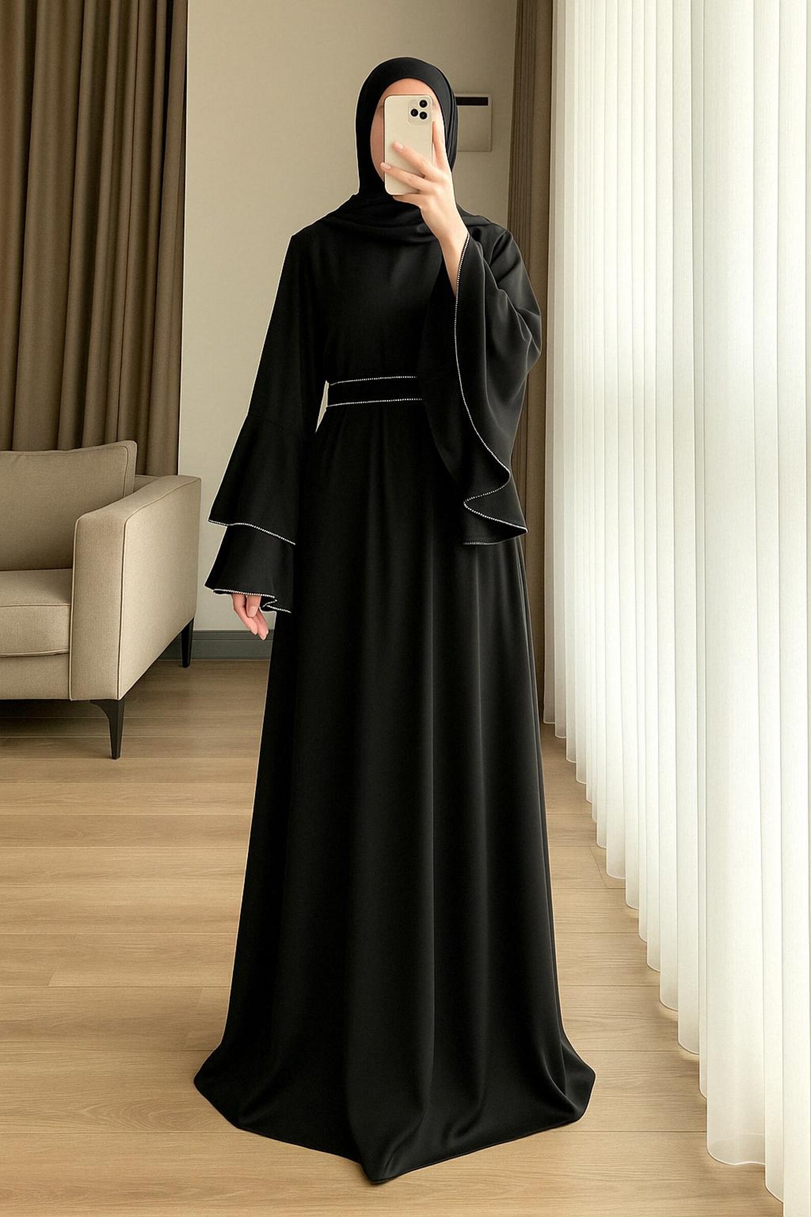 Modest Evening Dress, Beige Formal Dress, Modest Dress for Women, Satin ...