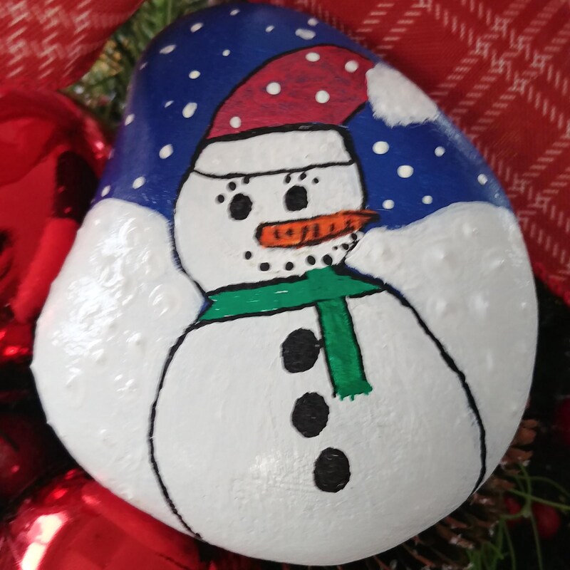 Painted Snowman Rocks - Etsy