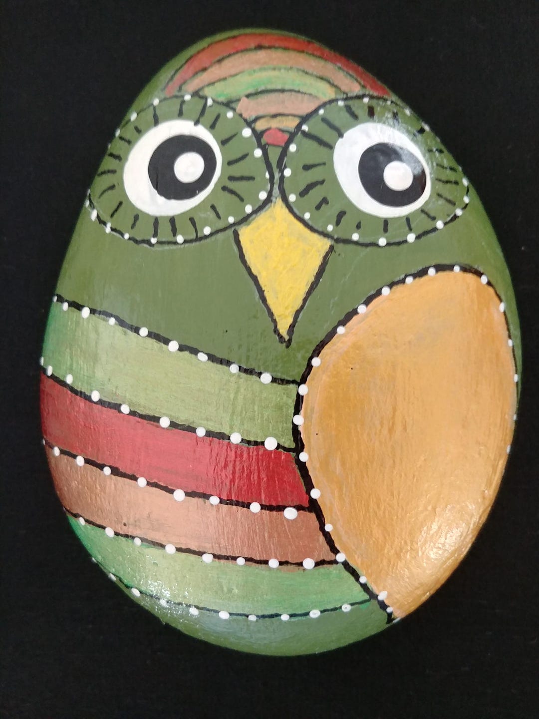 ADORABLE Hand- Painted OWL ROCK I Painted Bird Rocks I River Rock I ...