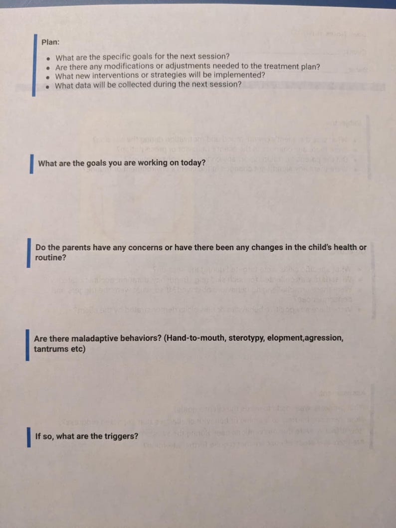 RBT Soap Notes Template ABA Therapy Autism BCBA Notes Maladaptive ...