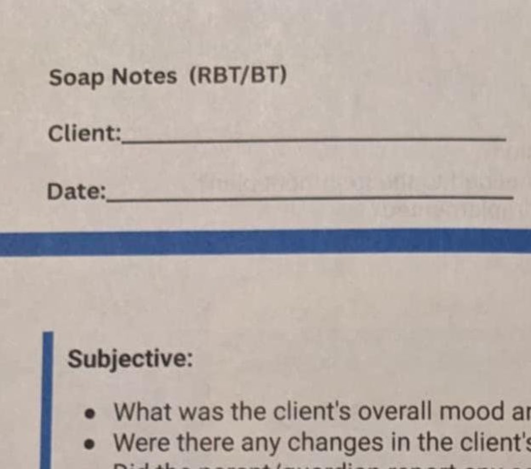 RBT Soap Notes Template ABA Therapy Autism BCBA Notes Maladaptive ...