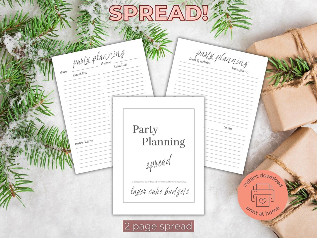 Holiday Party Planning Pages Spread | Printable Event Planner for Guest ...