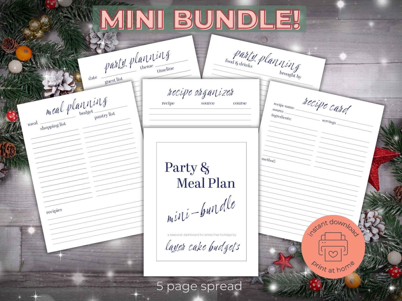 Holiday Meal + Party Planning Bundle | Printable Event & Menu Organizer ...