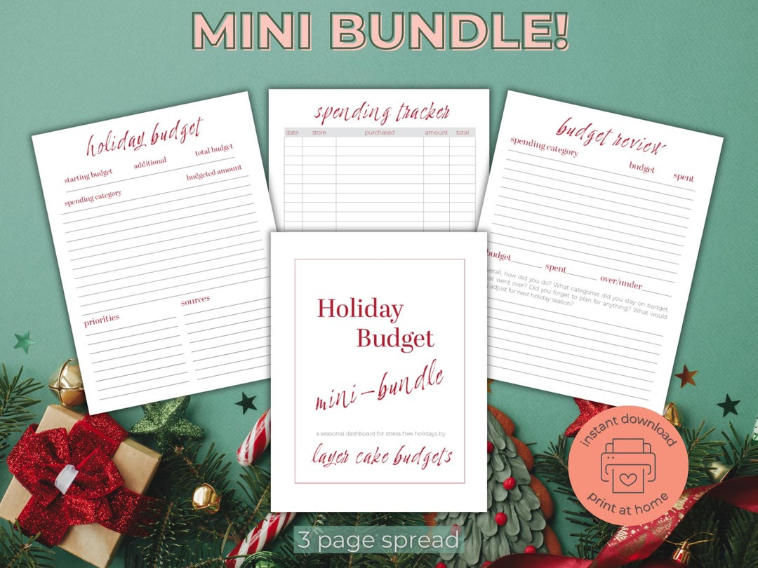 Holiday Budget Planner Mini-bundle | Printable Budgeting Pages for ...