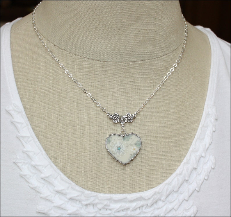 Broken China Jewelry, Lenox Windsong Heart Pendant Necklace....my ...