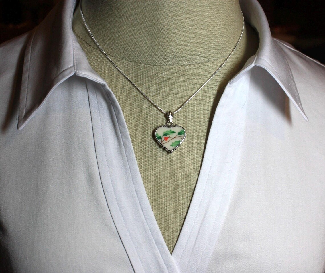 Lenox Christmas Holly Sweet and Petite Heart Pendant Necklace, Broken ...