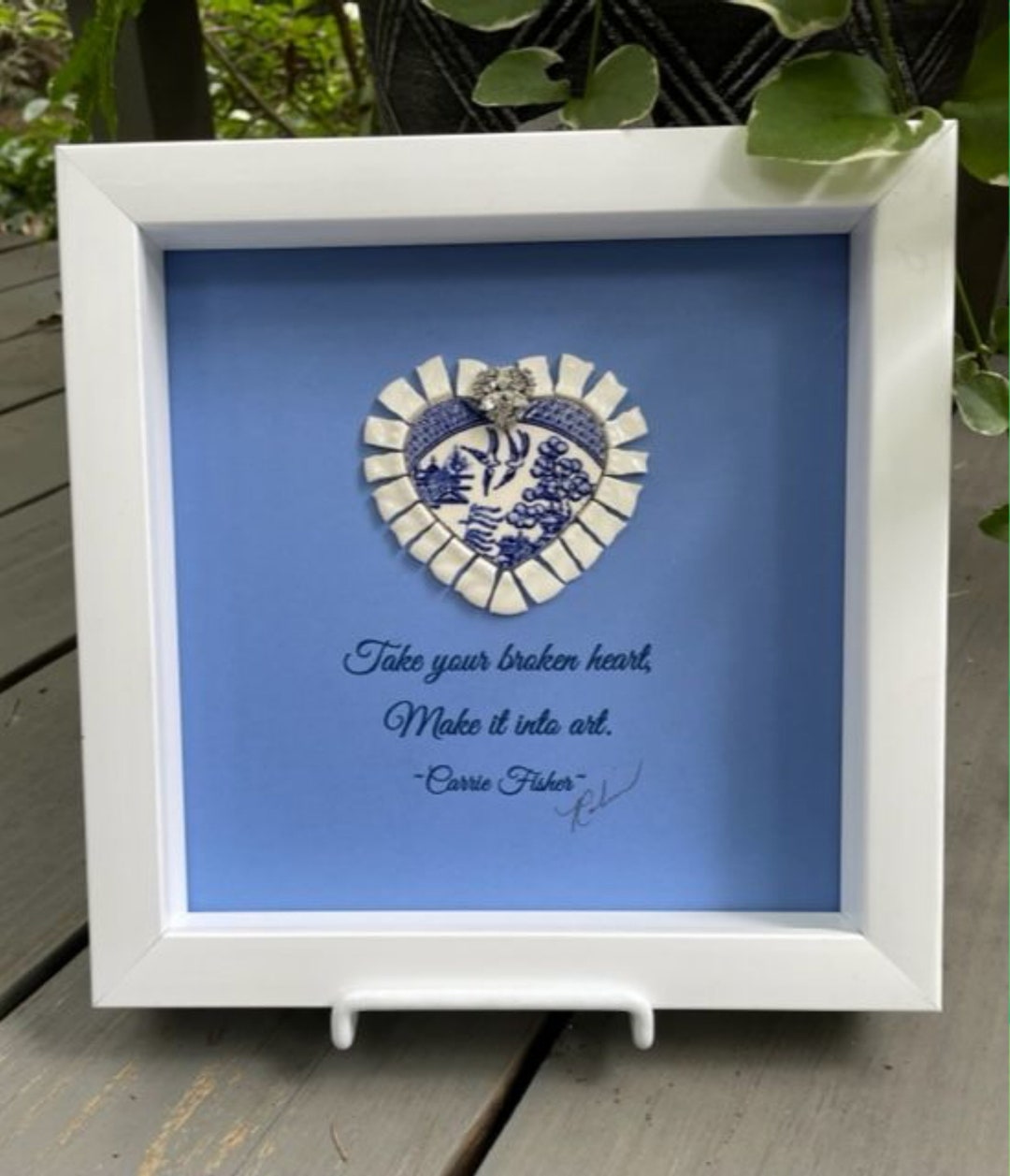 Blue Willow Heart, Broken China Mosaic Shadow Box take Your Broken ...