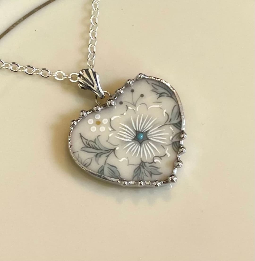 Broken China Jewelry, Lenox Windsong Heart Pendant Necklace....my ...