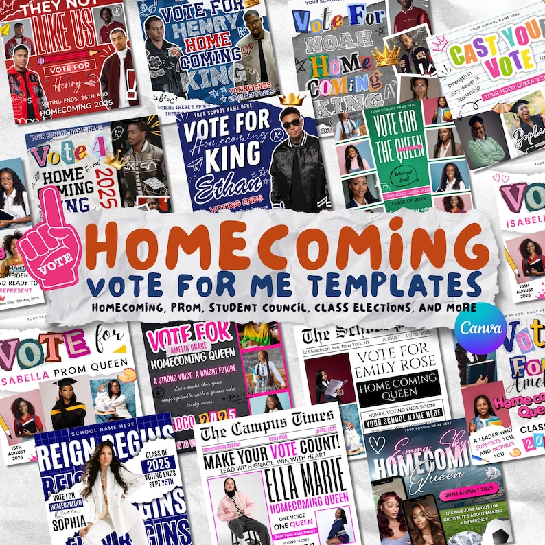 Homecoming Vote for Me Canva Templates | Campaign Posters & Flyers for ...
