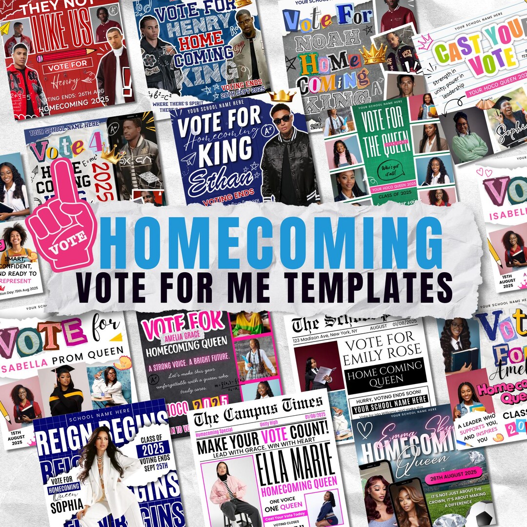Homecoming Vote for Me Canva Templates | Campaign Posters & Flyers for ...