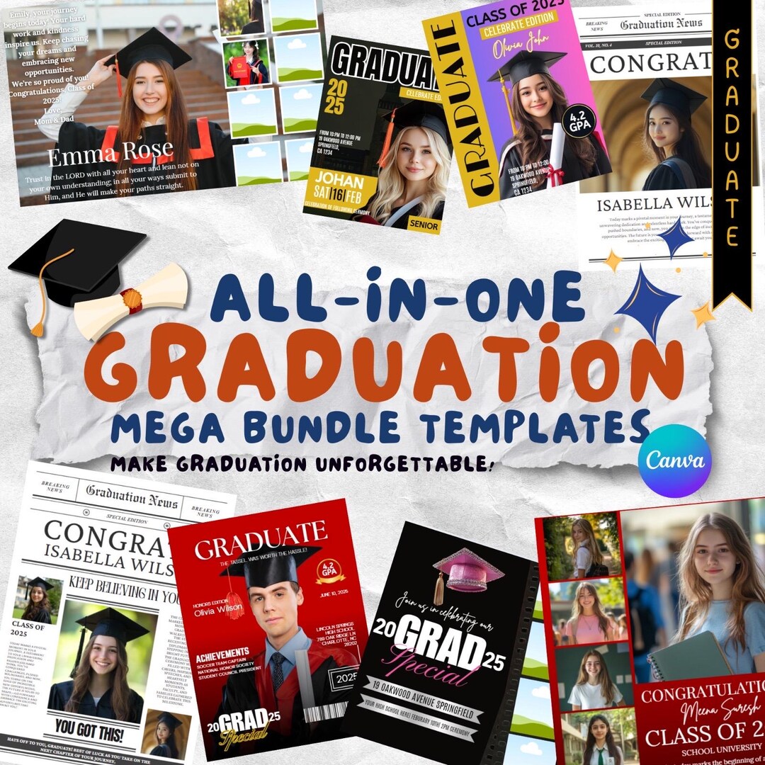 Graduation Mega Bundle 2026 | Senior Night Templates, Graduation Flyers ...