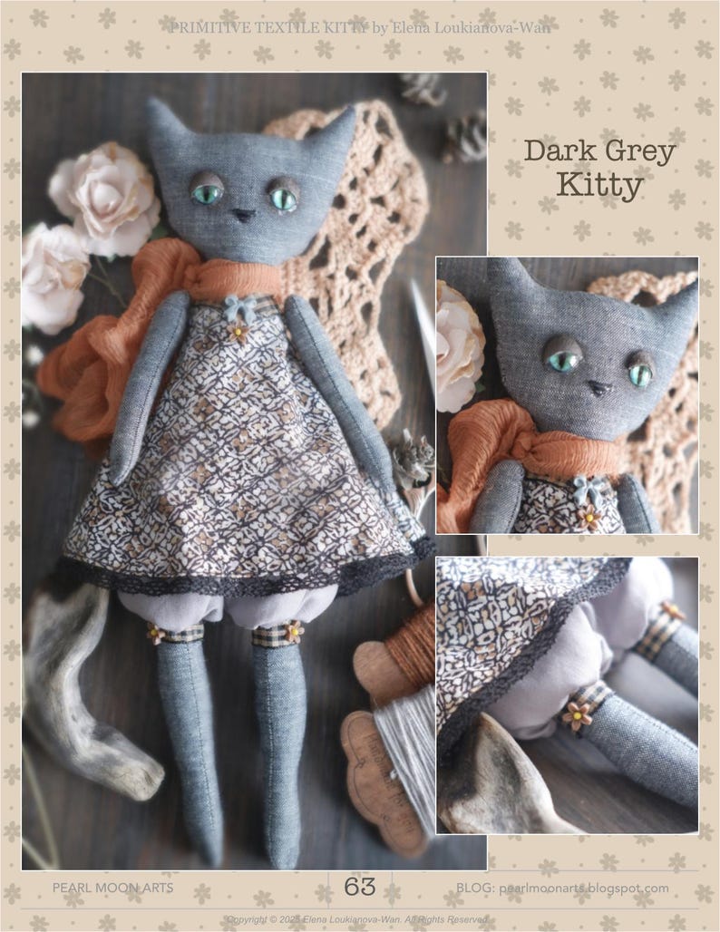 Primitive Kitty Textile Doll Tutorial PDF Digital Class - Etsy