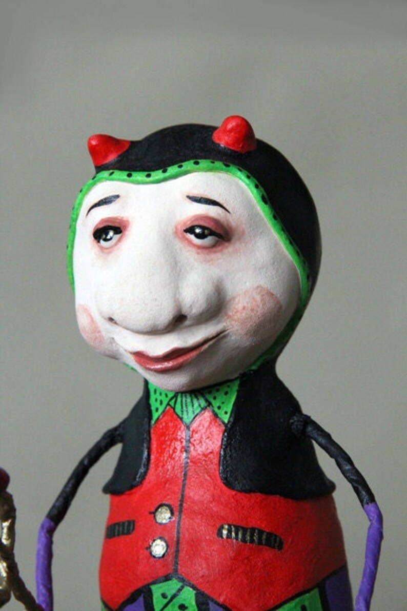Art Doll Cute Halloween Devil Clay Figurine Collectible - Etsy