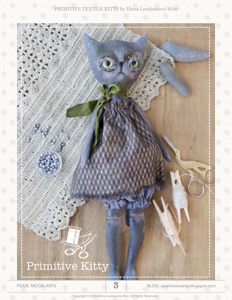 Primitive Kitty Textile Doll Tutorial PDF Digital Class - Etsy