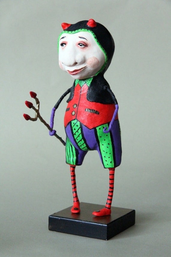Art Doll Cute Halloween Devil Clay Figurine Collectible | Etsy