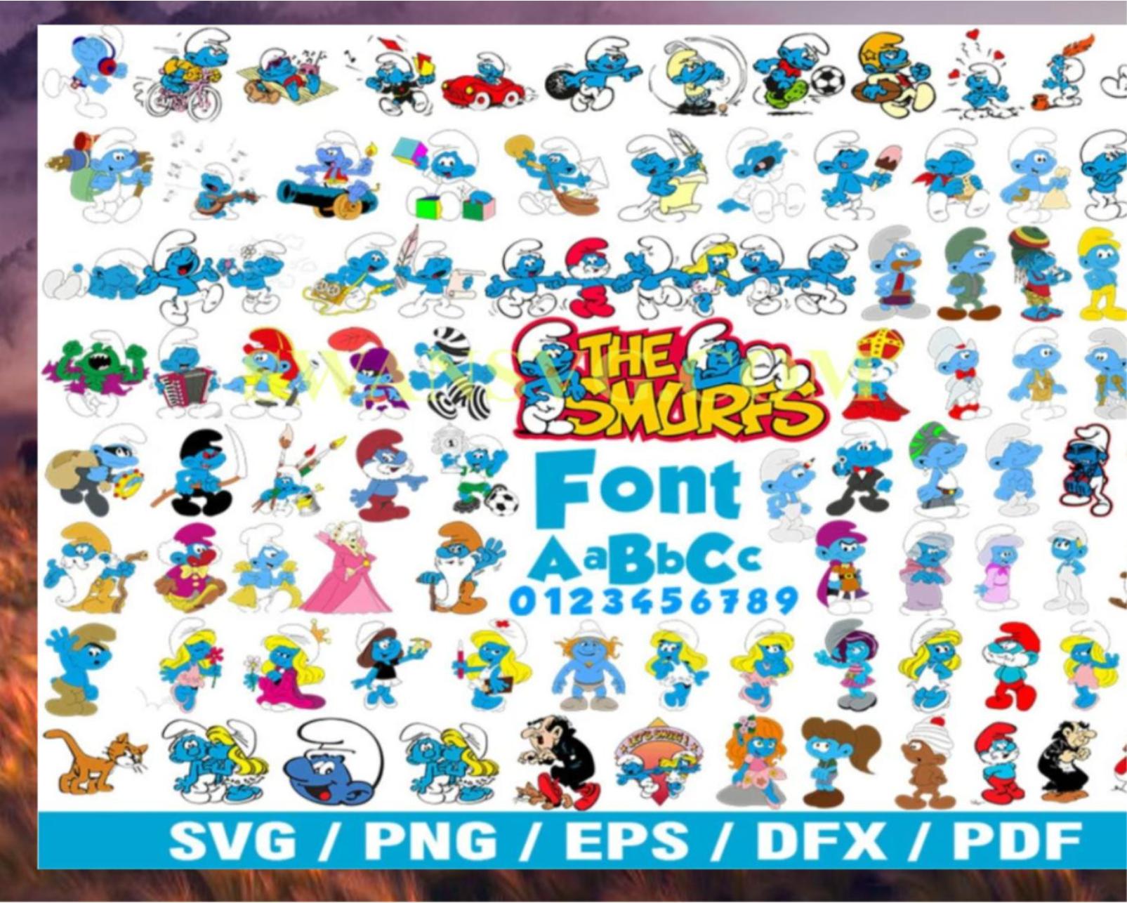 1030 Smurfs Bundle Svg, Smurfs Svg, Mega Bundle Smurfs Png, Smurfs Cut ...