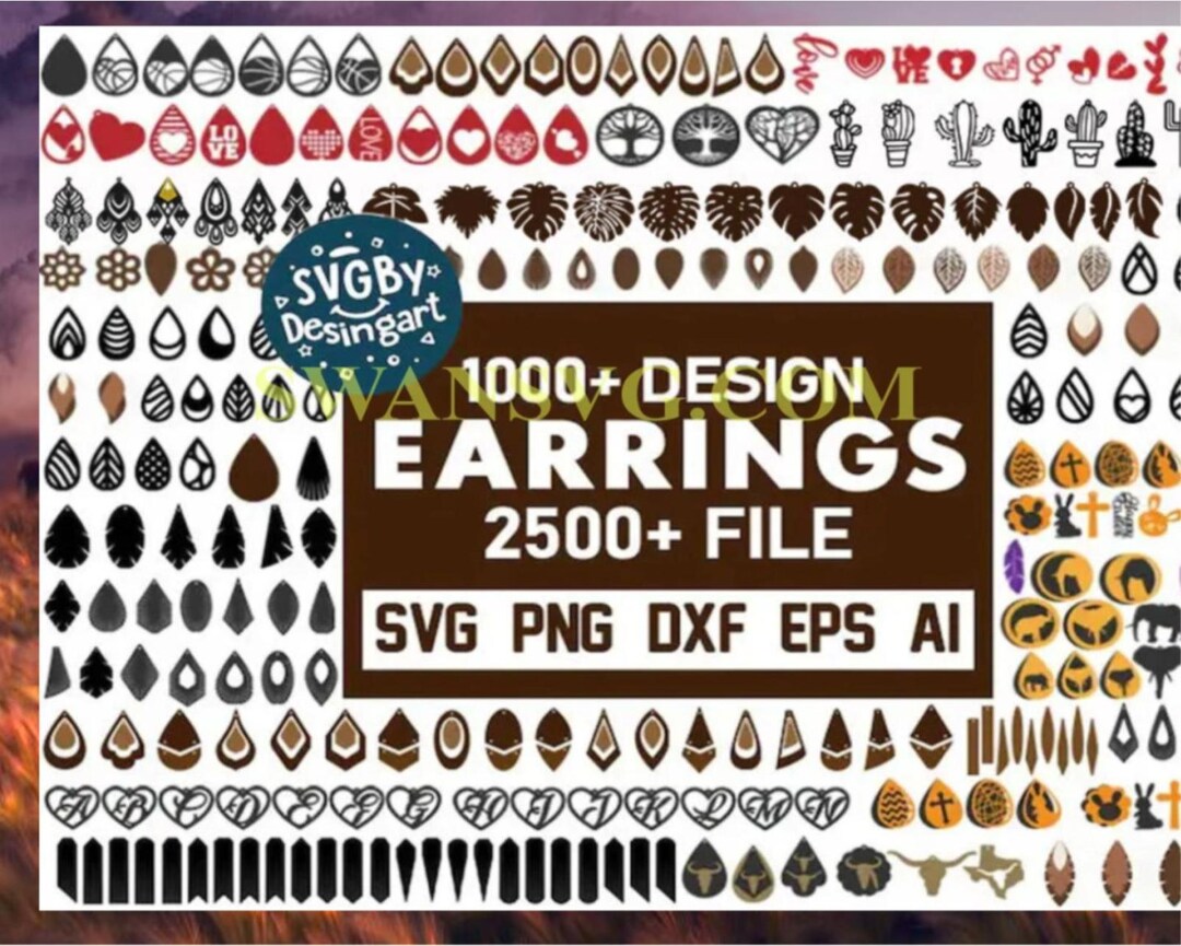 2500 Earring SVG, Earring Bundle Svg, Earring Cut Files, Leather ...